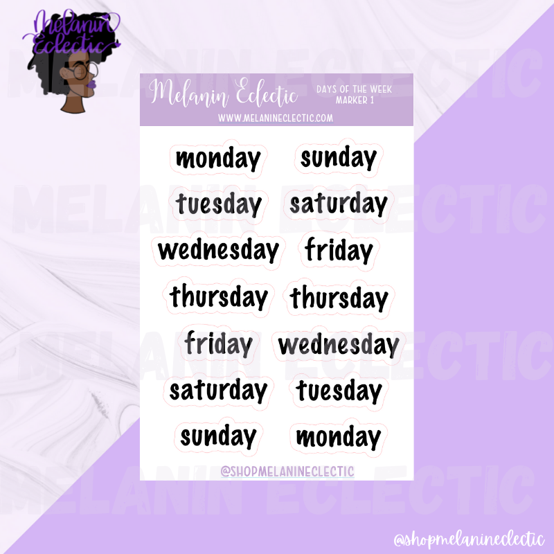 Days of the Week - Marker 1 – Melanin Eclectic